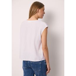 Damen Kurzarmblusewei&szlig;, Gr. 42, STREET ONE STUDIO, unifarben, Stoff, 100% Viskose, Blusen, aus softer Viskose