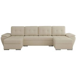 Wohnlandschaft mit Schlaffunktion Umbria beige Ma&szlig;e (cm): B: 336 H: 85 Sofas > Sofas nach Material > Stoffsofas &raquo; Sofa DE