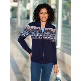 Classic Basics Damen Strickjacke, blau, Gr. 48, gemustert, unifarben, 100% Polyacryl, Strickjacken