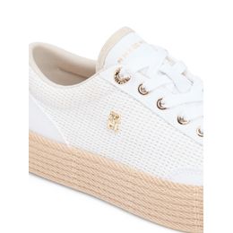 Tommy Hilfiger Damen Plateausneaker "TH FOXING PLATFORM ROPE", Gr. 41wei&szlig;, Textil, Strukturmuster, Schuhe, Freizeitschuh, Schn&uuml;rer, Halbschuh mit