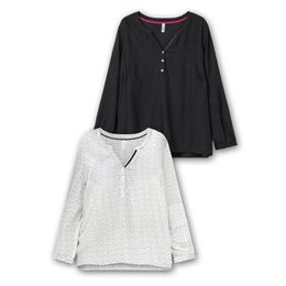 sheego Tunika Damen Gr&ouml;&szlig;e XXXL schwarz / wei&szlig;