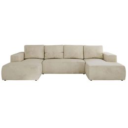 Wohnlandschaft mit Schlaffunktion Trentino beige Ma&szlig;e (cm): B: 334 H: 91 Sofas > Sofas nach Material > Stoffsofas &raquo; Sofa DE