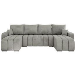 Wohnlandschaft mit Schlaffunktion Kirasso grau Ma&szlig;e (cm): B: 320 H: 86 Sofas > Sofas nach Material > Stoffsofas &raquo; Sofa DE