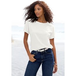 Vivance Damen T-Shirt "mit Stickerei", wei&szlig;, Gr. 32, bestickt, Single Jersey, Obermaterial: 100% Baumwolle, Shirts, aus angenehmer Bio-Baumwolle