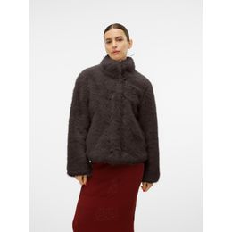 V&eacute;ro Moda VERO MODA Damen Fellimitatjacke "VMMONROE SHORT JACKET NOOS", grau, Gr. L, meliert, Web, Obermaterial: 100% Polyester, Jacken, Kunstfaser,