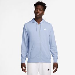 Nike Sportswear Herren Kapuzensweatjacke "M NK CLUB FT FZ HOODIE", blau, Gr. XS, Jersey, Obermaterial: 80% Baumwolle, 20% Polyester, Sweatjacken, mit