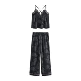 B By Ted Baker Pyjama Damen Gr&ouml;&szlig;e S dunkelgrau / schwarz Sommerkleid