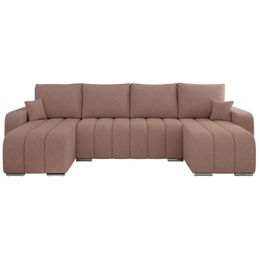 M&ouml;bel Kraft Wohnlandschaft mit Schlaffunktion Kirasso rosa/pink Ma&szlig;e (cm): B: 320 H: 86 &raquo; M&ouml;bel Kraft