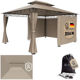 Casaria Pavillon Topas Taupe 3x4m UV-Schutz 50+