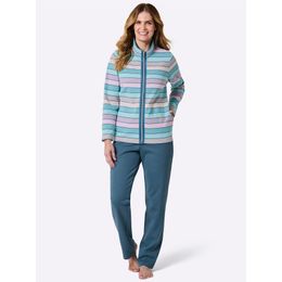 Hajo Damen Hausanzug, Gr. 26petrol, hellros&eacute;, geringelt, 62% Baumwolle, 38% Polyester, Homewear-Sets
