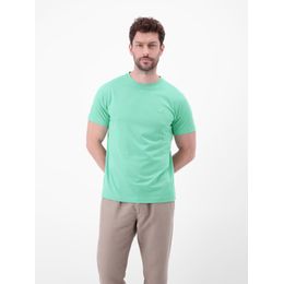 Lerros Herren T-Shirt, gr&uuml;n, Gr. XXL, bestickt, unifarben, Single Jersey, Obermaterial: 100% Baumwolle, Shirts, mit Logo-Stickerei