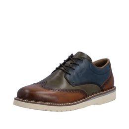 Rieker Herren Schn&uuml;rschuh, Gr. 43, braun, Glattleder, Lyralochung, mehrfarbig, Schuhe, Schn&uuml;rschuh, Business-Schn&uuml;rer, Lyralochung, in bequemer Form