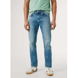 Pepe Jeans Herren Straight-Jeans "CASH", blau, Gr. 34, Denim/Jeans, Obermaterial: 99% Baumwolle, 1% Elasthan, Jeans, Regular Waist
