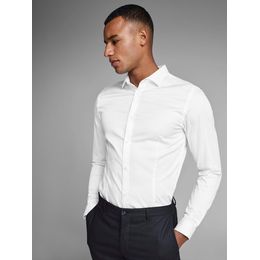 Jack & Jones JACK & JONES Herren Langarmhemd "JJPRPARMA SHIRT L/S NOOS", wei&szlig;, Gr. S, Web, Obermaterial: 98% Baumwolle, 2% Elasthan, Hemden, mit Hemdkragen
