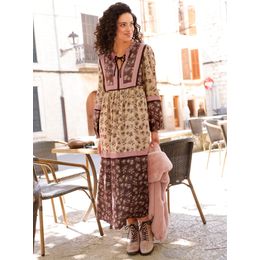 Inspirationen Damen Druckkleid "Druck-Kleid", beige, Gr. 50, gebl&uuml;mt, gemustert, mehrfarbig, 100% Viskose, Kleider