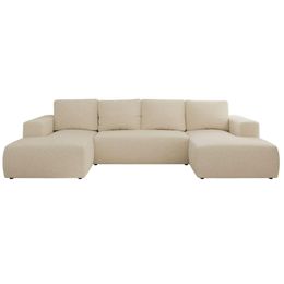Wohnlandschaft mit Schlaffunktion Trentino beige Ma&szlig;e (cm): B: 334 H: 91 Sofas > Sofas nach Material > Stoffsofas &raquo; Sofa DE