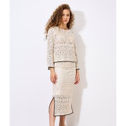 Apricot Damen Midirock "geh&auml;kelter Rock", wei&szlig;, Gr. S, unifarben, Obermaterial: 100% Baumwolle CO., R&ouml;cke, mit Seitenschlitz