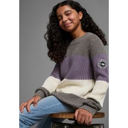 Kangaroos M&auml;dchen Strickpullover "Ringelpullover", lila, Gr. 152, geringelt, gestreift, mehrfarbig, Strick, Obermaterial: 50% Baumwolle, 50%