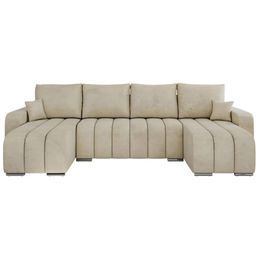 Wohnlandschaft mit Schlaffunktion Kirasso beige Ma&szlig;e (cm): B: 320 H: 86 Sofas > Sofas nach Material > Stoffsofas &raquo; Sofa DE