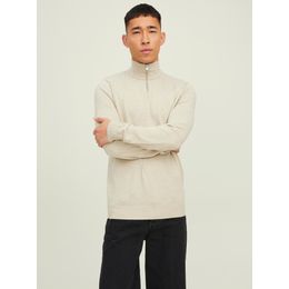 Jack & Jones JACK & JONES Herren Troyer "JJEEMIL KNIT HALF ZIP NOOS", wei&szlig;, Gr. XXL, Strick, Obermaterial: 60% Baumwolle, 20% Nylon, 20% Viskose, Pullover,