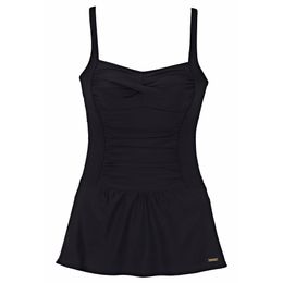 Lascana Damen Badekleid, schwarz, Gr. 54, unifarben, Polyamid, Badeanz&uuml;ge, mit modischen Raffungen und Shaping-Effekt