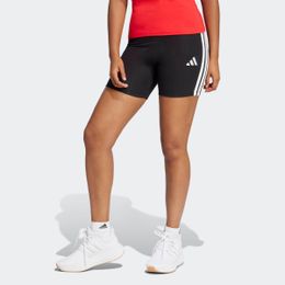 Damen Trainingstights "ESSENTIALS 3-STREIFEN HIGH WAISTED KURZE LEGGINGS", schwarz-wei&szlig;, Gr. M, adidas Sportswear, Obermaterial: 90% Baumwolle, 10%