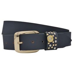 AnnaMatoni Damen Lederg&uuml;rtel "AnnaMatoni AnnaMatoni Damen Lederg&uuml;rtel mit goldfarbener", blau, Gr. 100, 100% Leder, G&uuml;rtel