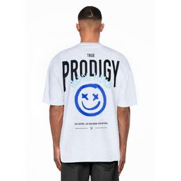 Trueprodigy Herren Oversize-Shirt "Hajin Logo Print Oversized Rundhals", grau, Gr. XL, Obermaterial: 50% Baumwolle CO. 50% Polyester PES., Shirts