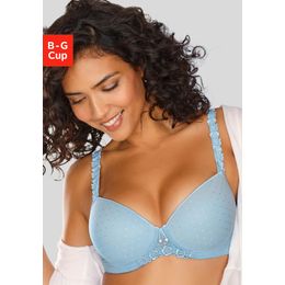 Lascana Damen Schalen-BH "Dirndl-BH, B&uuml;gel-BH", Gr. 80, blau, Spitze, Obermaterial: 88% Polyamid, 10% Elasthan, 2% Polyester, BHs, mit verzierten