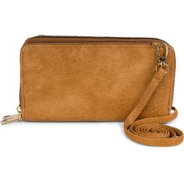 styleBREAKER Damen Umh&auml;ngetasche "2 in 1 Umh&auml;ngetasche - Geldb&ouml;rse", braun, 100% Polyurethan PU. Futter: 100% Polyester PES., Taschen