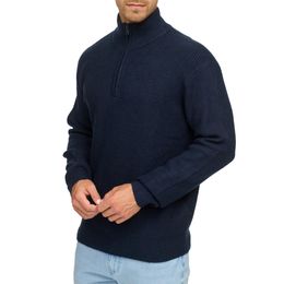 INDICODE Herren Troyer "INBertram &frac12; zip", blau, Gr. S, unifarben, Strick, Obermaterial: 58% Polyacryl, 32% Polyester, 7% Wolle, 3% Elasthan, Pullover