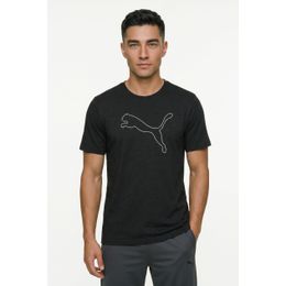 Puma Herren Trainingsshirt "M TAD ESSENTIAL HEATHER CAT TEE (CF LARGE CAT)", schwarz, Gr. S, Jersey, Obermaterial: 100% Polyester, Shirts, mit
