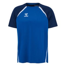 Hummel Damen Trainingsshirt "HMLLEAD 2.0 JERSEY S/S", blau, Gr. S, Obermaterial: 100% Polyester, Shirts, mit Chevrons auf den Schultern,
