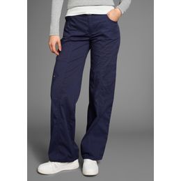Kangaroos Damen Cargohose, blau, Gr. 34, kontrastfarbene Details, unifarben, Web, Obermaterial: 50% Baumwolle, 46% Polyamid, 4% Elasthan, Hosen, mit