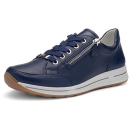 Ara Damen Keilsneaker "OSAKA", Gr. 6, blau, Glattleder, unifarben, Schuhe, Freizeitschuh, Halbschuh, Schn&uuml;rer in Komfortweite H (=sehr weit)
