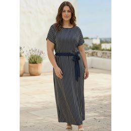 Damen Maxikleid "Gro&szlig;e Gr&ouml;&szlig;en", blau, Gr. 50, LAURA SCOTT CURVE, gestreift, Single Jersey, Obermaterial: 95% Viskose, 5% Elasthan, Kleider, in