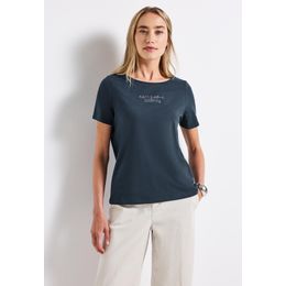 Street One Damen T-Shirt, blau, Gr. 34, bedruckt, Web, 100% Baumwolle, Shirts, aus reiner Baumwolle