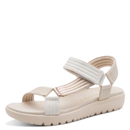 Marco Tozzi Damen Riemchensandale, Gr. 36, beige, Lederimitat, mehrfarbig, Schuhe, Plateau, Sandalette in veganer Verarbeitung