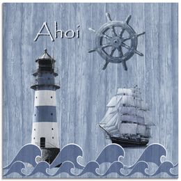 Glasbild Artland, B:20cm H:20cm, blau, K&uuml;che, Bilder, "Ahoi im maritimen Blau", in verschiedenen Gr&ouml;&szlig;en