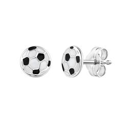 ZEEme Kinder Paar Ohrstecker "925/- Sterling Silber rhodiniert Fu&szlig;ball", one-size, Silber 925 (Sterlingsilber), schwarz, Silber 925 (Sterlingsilber),