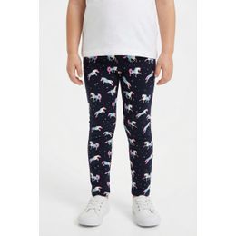 happy girls M&auml;dchen Strickleggings, blau, Gr. 110, bedruckt, Feinstrick, Obermaterial: 60% Polyester, 35% Baumwolle, 5% Elasthan, Hosen, f&uuml;r kleine