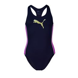 Puma M&auml;dchen Badeanzug "Puma SWIM GIRLS T7 SWIMSUIT", blau, Gr. 116, Obermaterial: 82% Polyester, 18% Elasthan, Badeanz&uuml;ge, Logoprint vorn