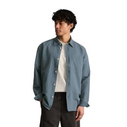 Marc O'Polo Herren Langarmhemdcadet blau, Gr. S, MARC O'POLO DENIM, Web, Obermaterial: 50% Baumwolle, 50% Leinen, Hemden, regular fit aus Leinen und