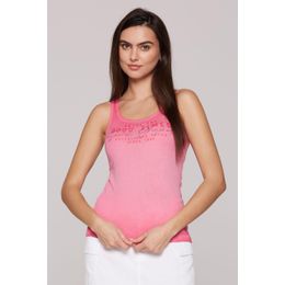 SOCCX Damen Tanktop, pink, Gr. L, Glitzermuster, bedruckt, Rippware, Material: 100% Baumwolle, Tops, aus Baumwolle