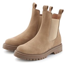 ELBSAND Damen Stiefelette "Schlupfstiefel, Bikerboots, Sommerstiefelette, Lederstiefelette", Gr. 40, beige, Obermaterial: 100% Rindsleder. Decksohle: