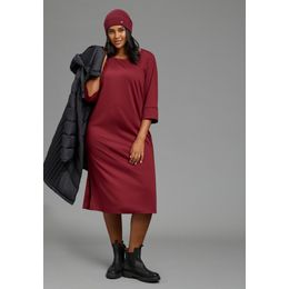 Damen Midikleid "Gro&szlig;e Gr&ouml;&szlig;en", rot, Basic, Gr. 46, LAURA SCOTT CURVE, unifarben, Milano Rib, Obermaterial: 76% Polyester, 20% Viskose, 4% Elasthan,