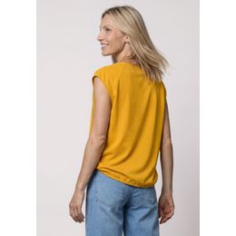 Street One Damen Shirttop, gelb, Gr. 40, unifarben, Stoff, 95% Viskose, 5% Elasthan, Tops, aus stretchigem Viskosematerial