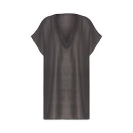 LSCN BY LASCANA Damen Chiffontunika, schwarz, Gr. M, unifarben, Chiffon, Obermaterial: 100% Polyester, Tuniken, seitlich zum Knoten, transparente