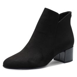 Tamaris Damen Stiefelette, Gr. 38, schwarz, Textil, Veloursleder, Basic, Schuhe, Ankleboot, Stiefelette mit dekorativem Knopf, schmale Form