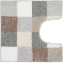 Badematte Kleine Wolke, H:25mm, beige, Kunstfaser, Badematten, "Caro, Badvorleger, Badezimmer Teppich", Badteppich, modernes Karo-Muster,